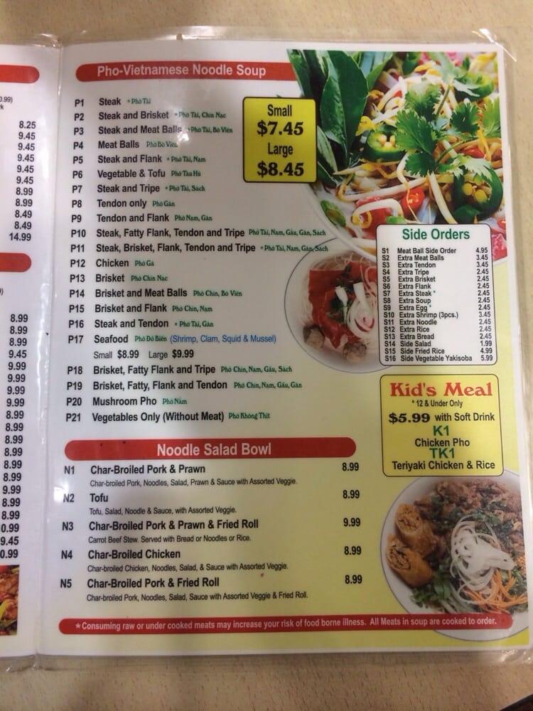Menu at Happy Pho Time restaurant, Bonney Lake