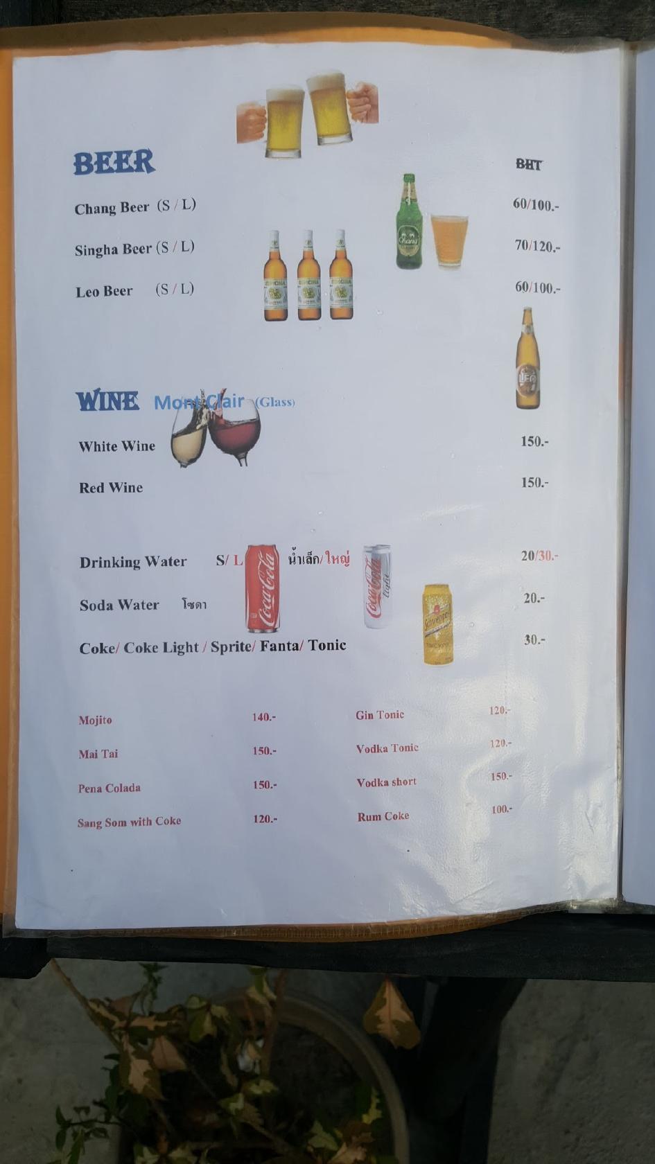 Menu at Khrua Chef restaurant, Ko Lanta Yai, H2XP+GJR