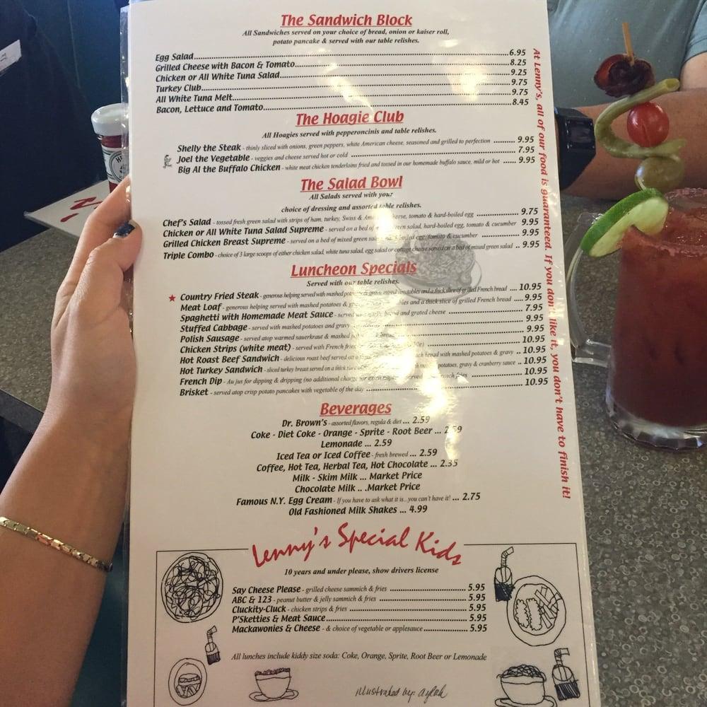 Menu at Lenny’s Restaurant, Clearwater