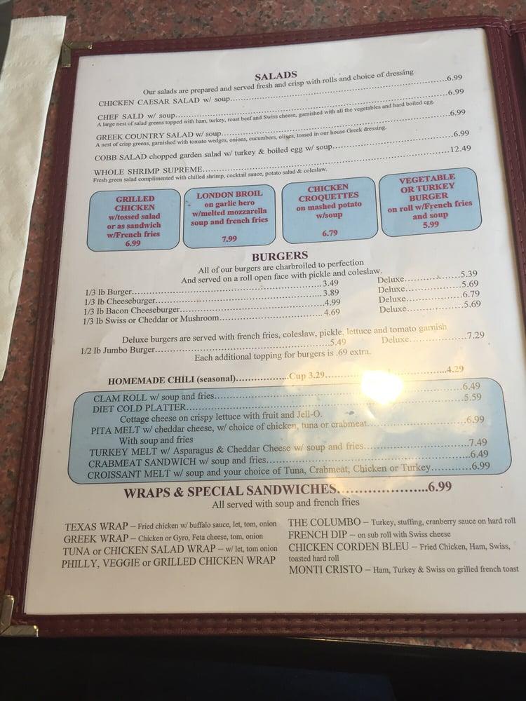 Menu at Western Diner restaurant, Albany