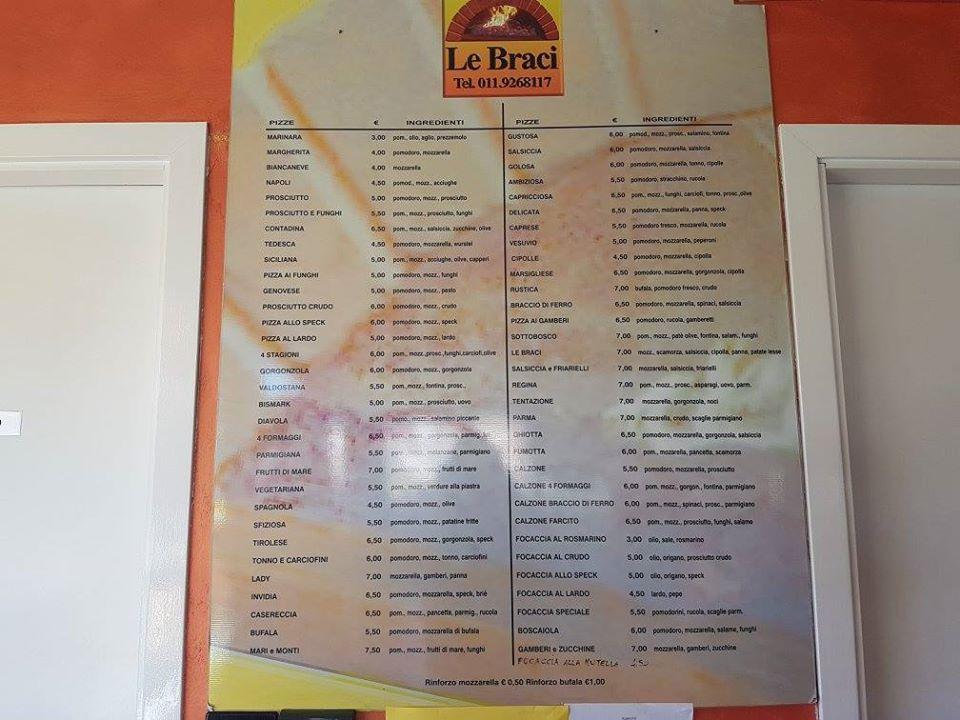 Menu da Le Braci Pizza Da Asporto Di Papurel Begin D. ristorante, Mathi