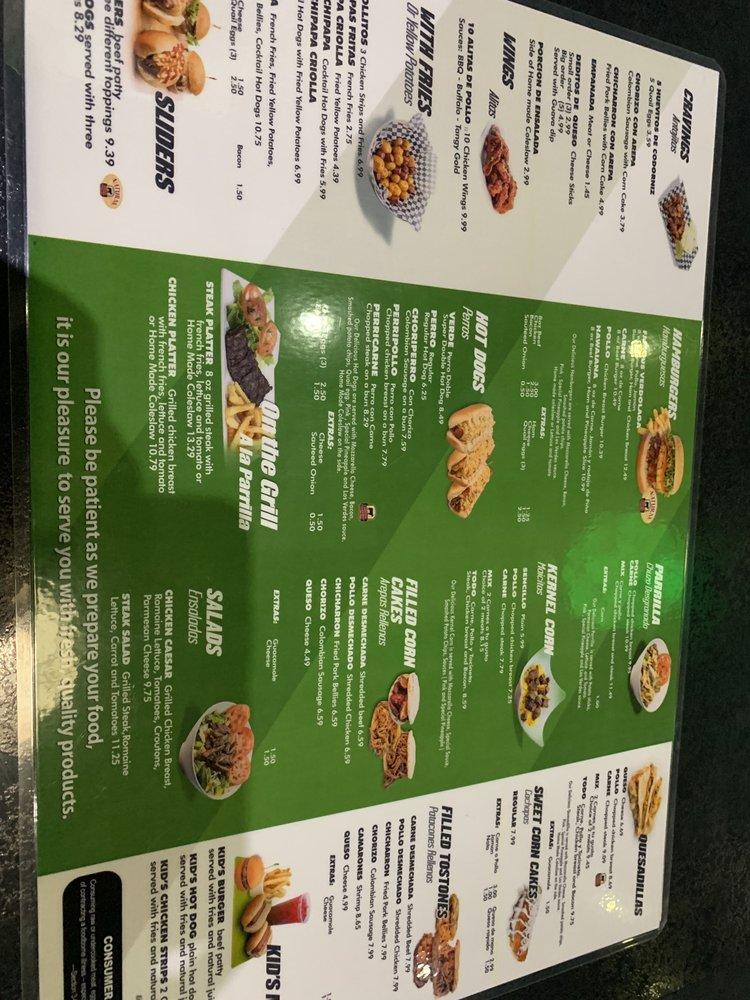 Menu at Los Verdes Doral restaurant, Doral, NW 107th Ave