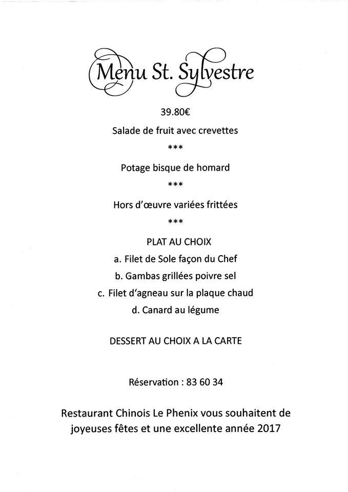 Menu at Restaurant Chinois Le Phenix, Beaufort, Rèsidence Le Manoir
