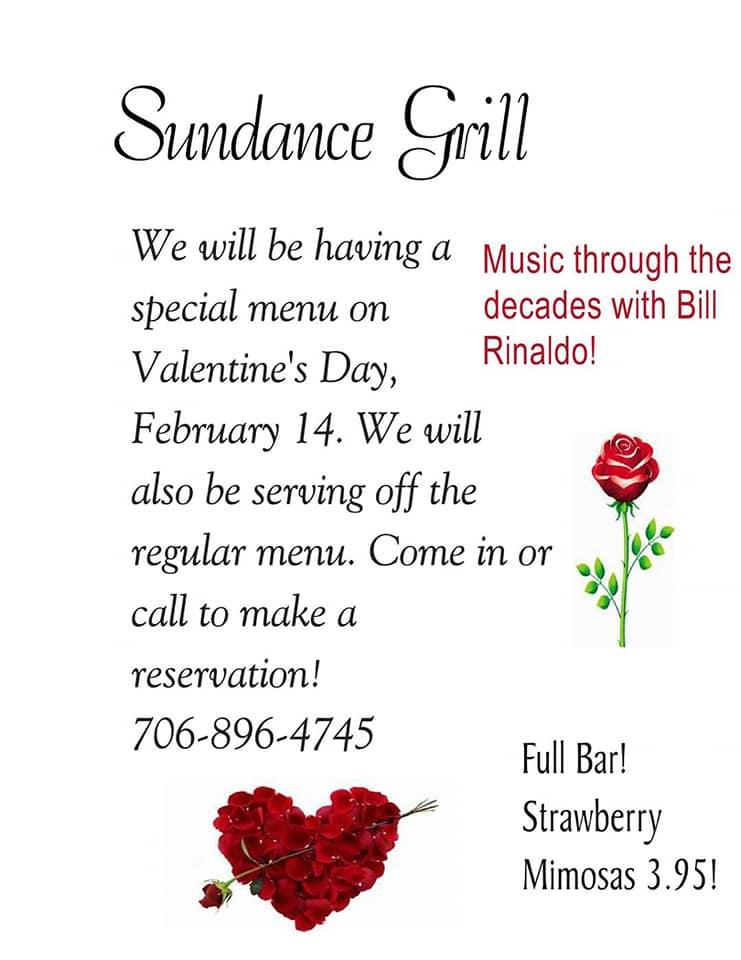 Menu at Sundance Grill restaurant, Hiawassee