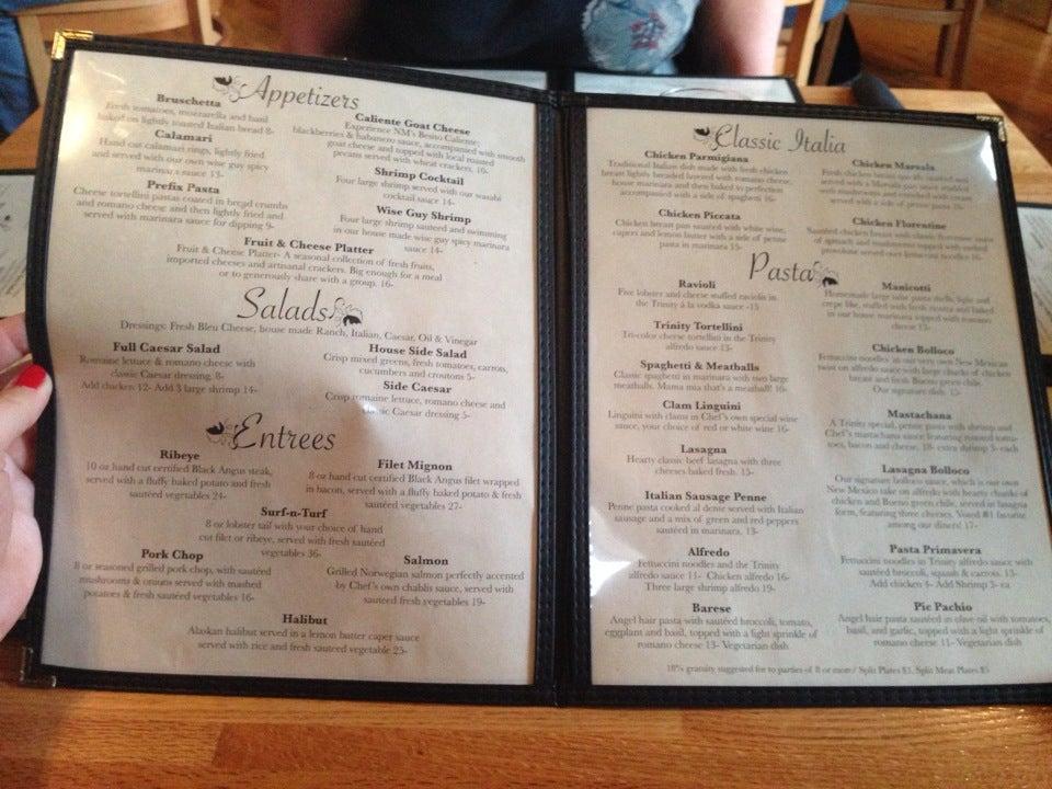 Menu at The Trinity Hotel & Restaurant, Carlsbad