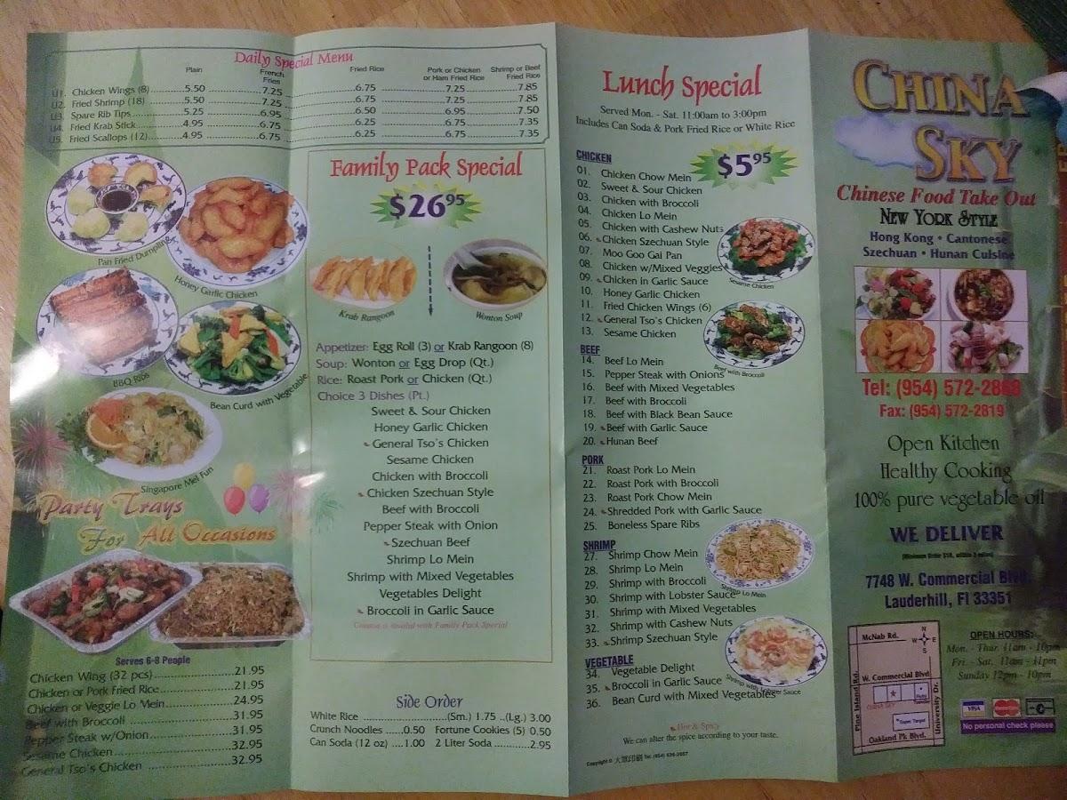 Menu at China Sky restaurant, Sunrise, W Commercial Blvd