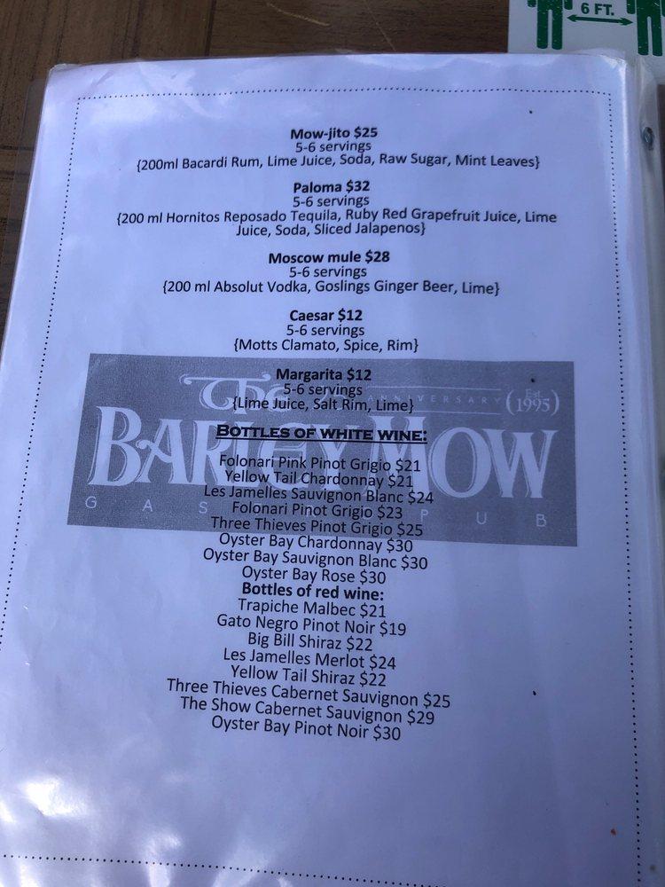 Menu at The Barley Mow, Mississippi Mills, 79 Little Bridge St