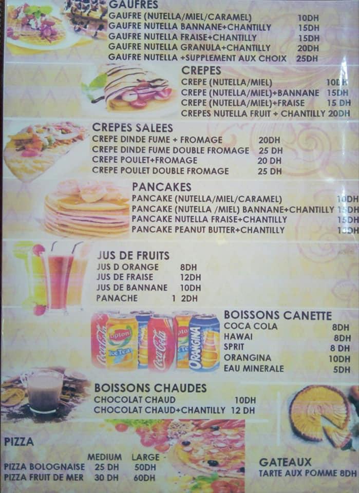 Menu at Waffle Factory desserts, Kenitra
