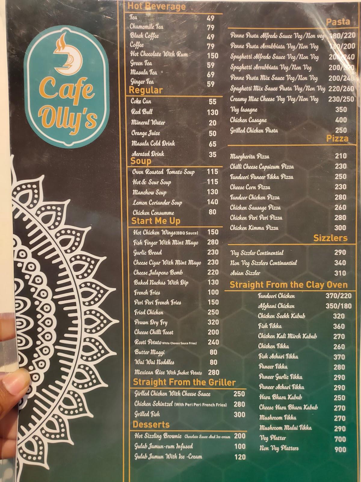 Menu at Cafe olly's, Ranchi