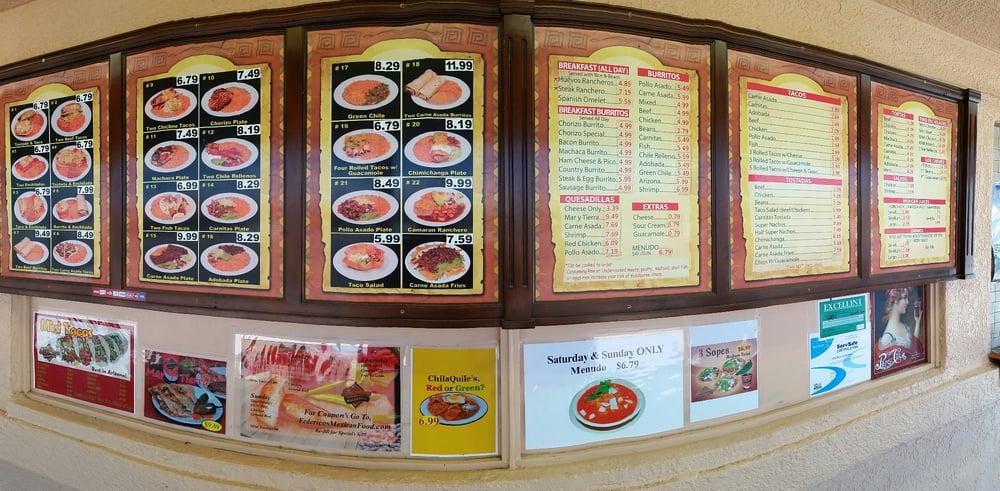 Menu at Frey's Mexican Food restaurant, Kingman, E Northern Ave