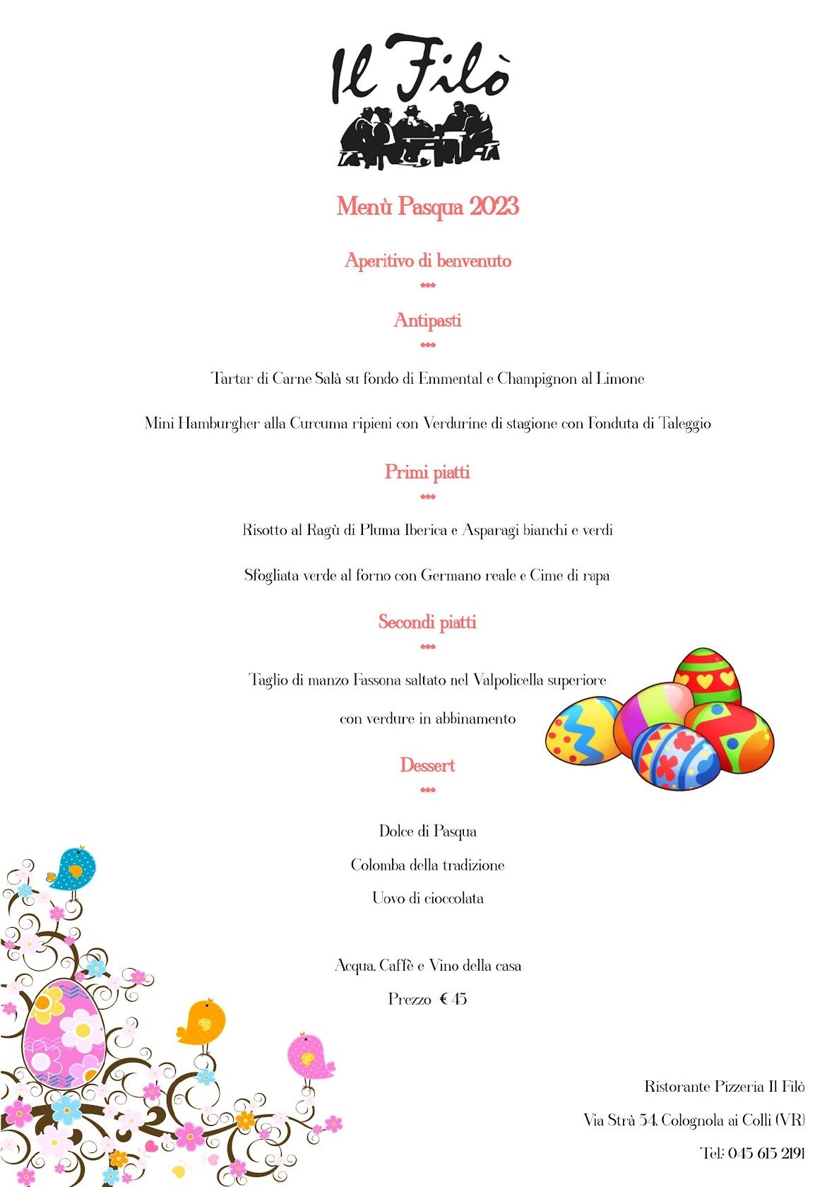 Menu da Il Filò ristorante, Colognola Ai Colli
