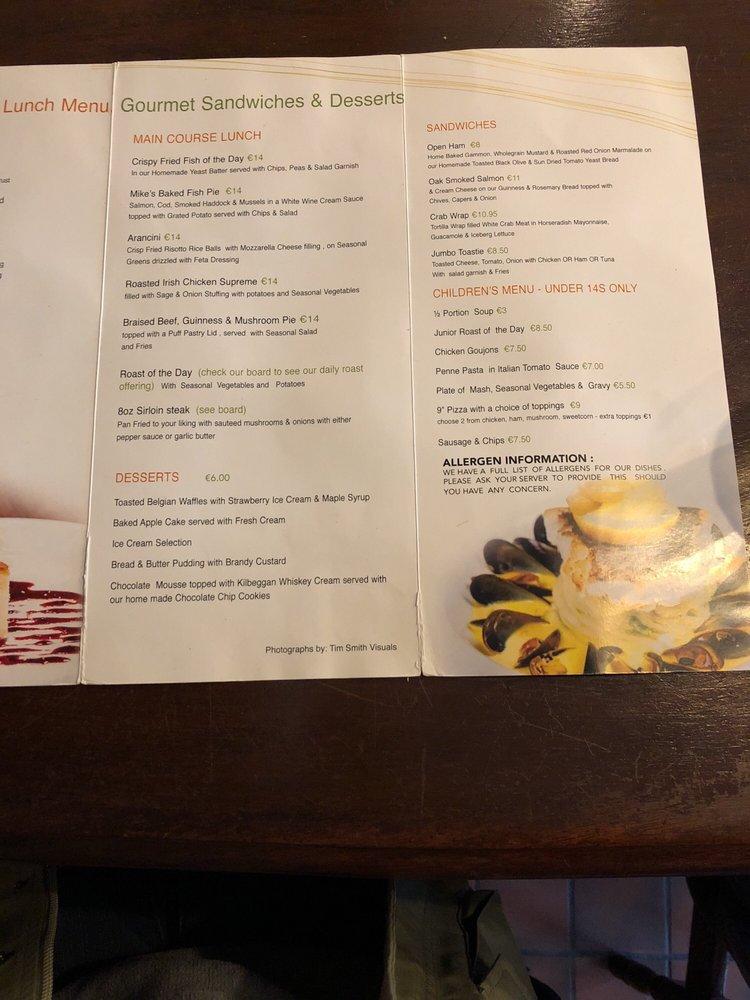 Menu at JOHN BENNY'S PUB & RESTAURANT, Dingle