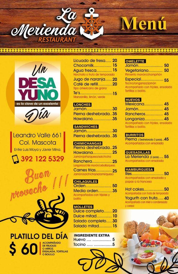Menu at La Merienda Restaurante, Ocotlán