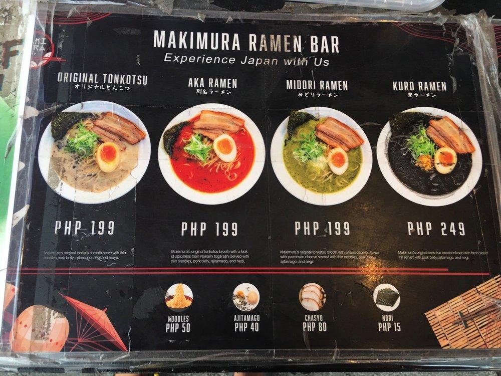 Menu at Makimura Ramen Bar, Angeles, Tinio Building