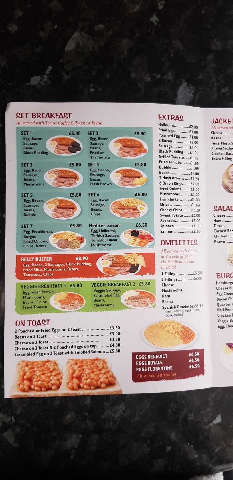 Menu at Twins Cafe, Welling