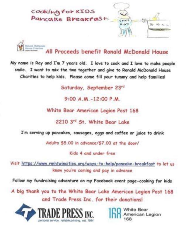 Menu at White Bear American Legion 168 pub & bar, White Bear Lake