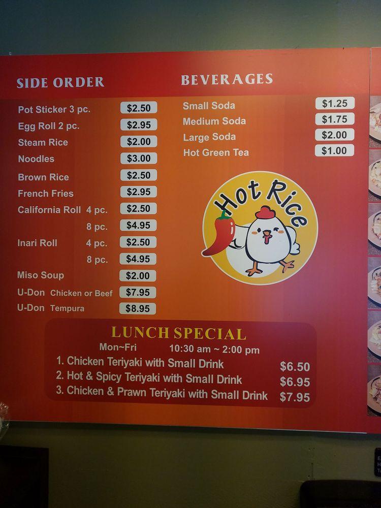 Menu at Hot Rice 2 restaurant, Milwaukie, SE International Way