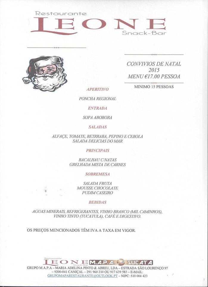 Menu em Restaurante Leone, Canical, ER109 84