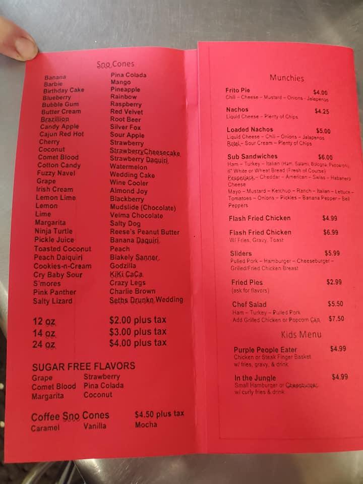 Menu at The Doo Whop restaurant, Velma