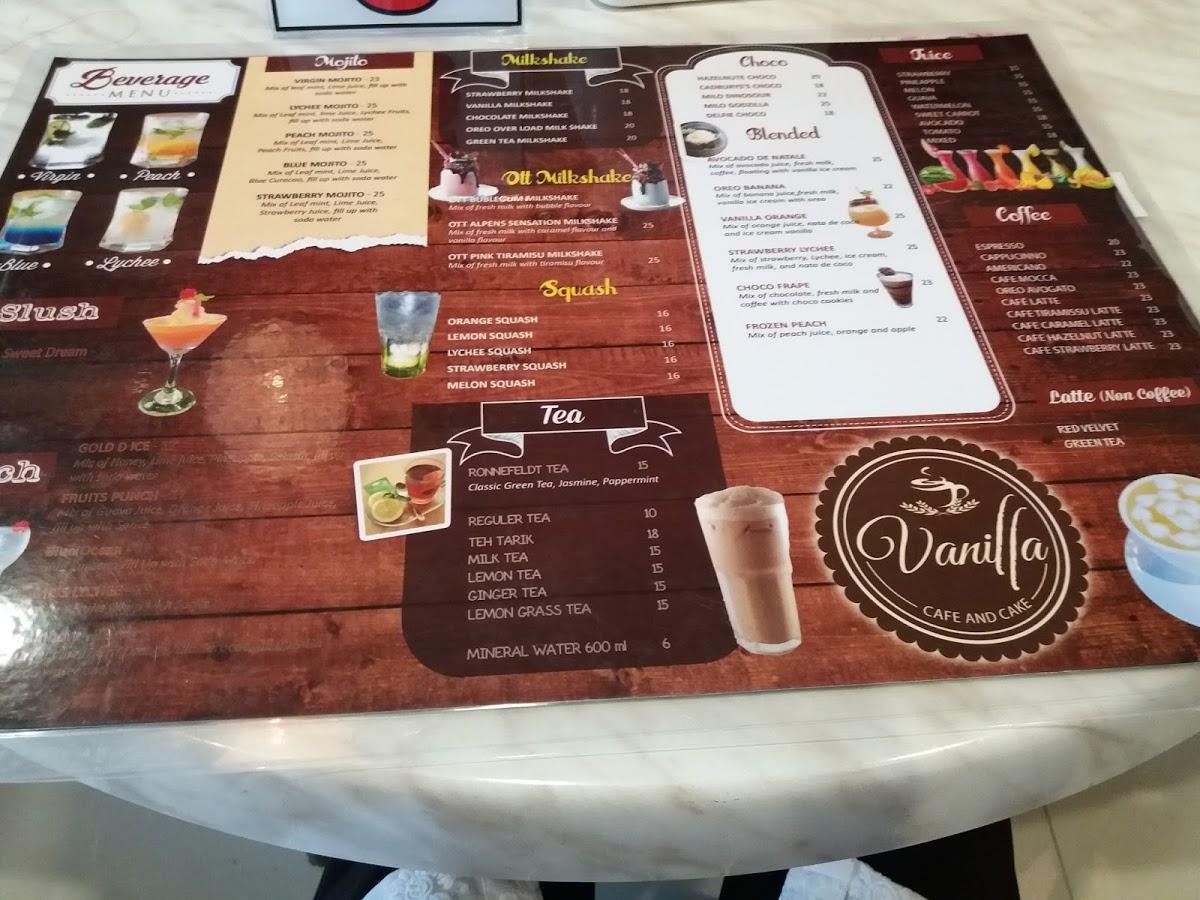 Carta de Vanilla Cafe & Sushi, Malang