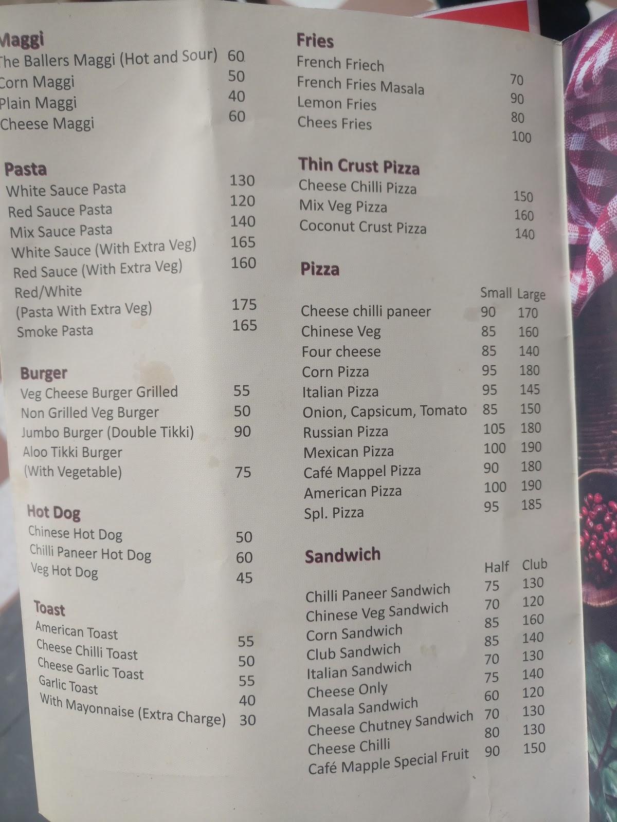 Menu at CAFE MAPLE, Ratlam, Ratlam Plaza