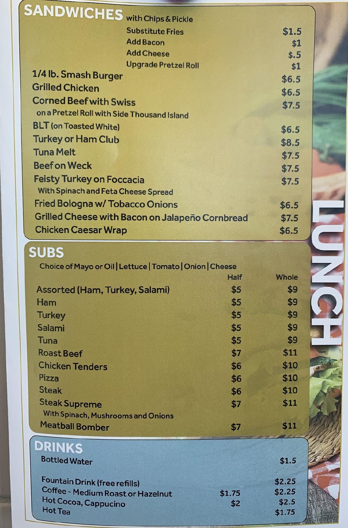 Menu at Jamison Café & Catering restaurant, Elma Center