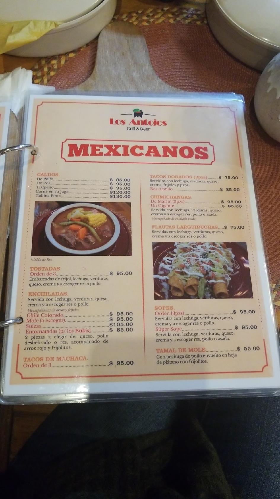Menu at Los Antojos Grill & Beer pizzeria, Mexicali