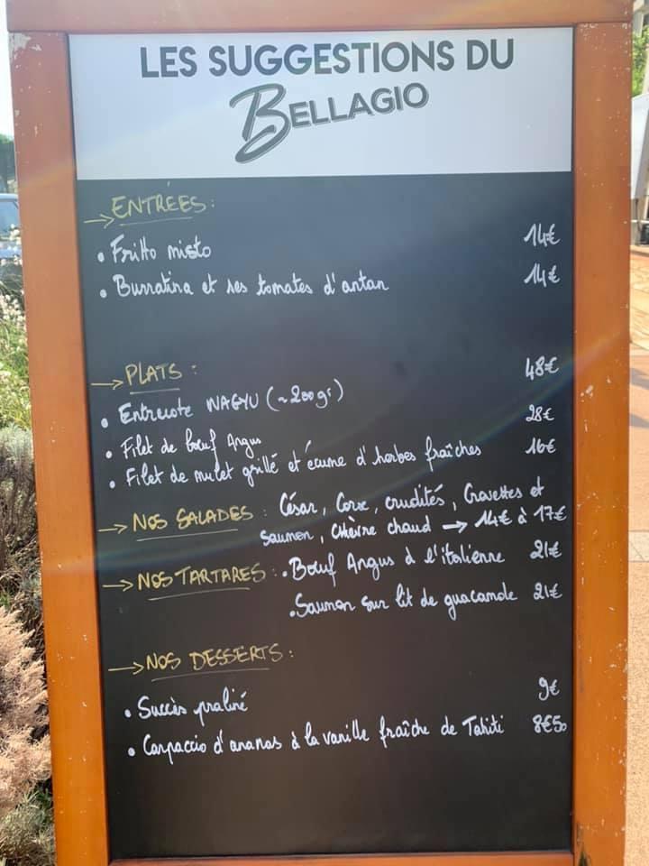 Menu at Restaurant le Bellagio, Porto-Vecchio