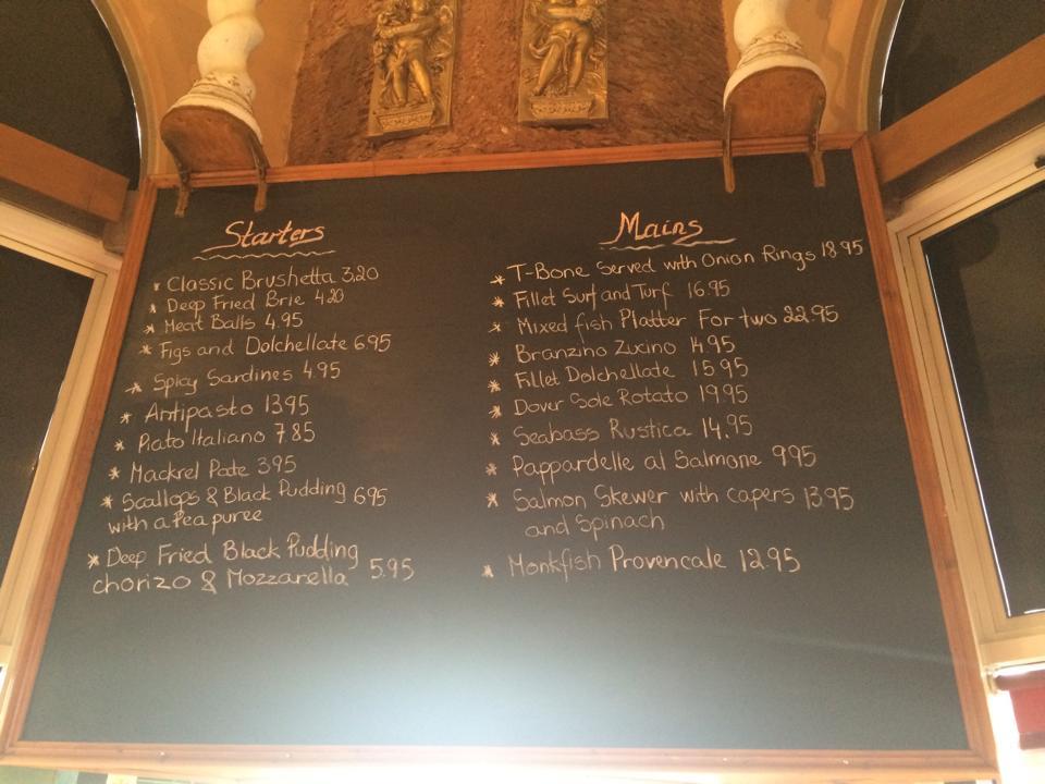 Carta del restaurante Sambuca, Whitley Bay