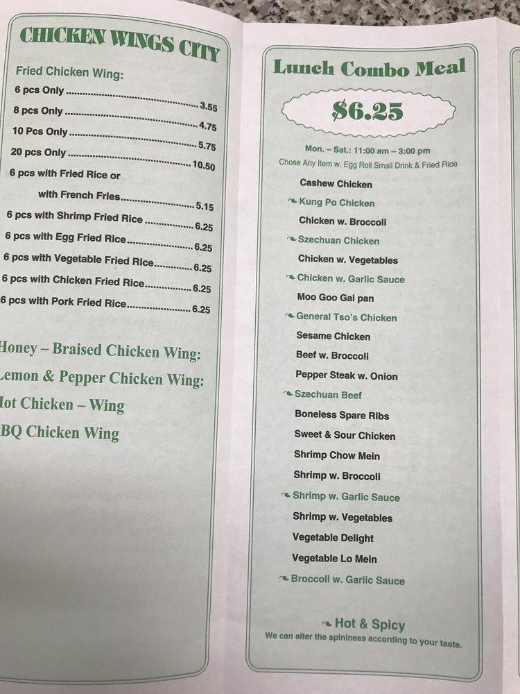 Menu at Taiwan Restaurant, Macon