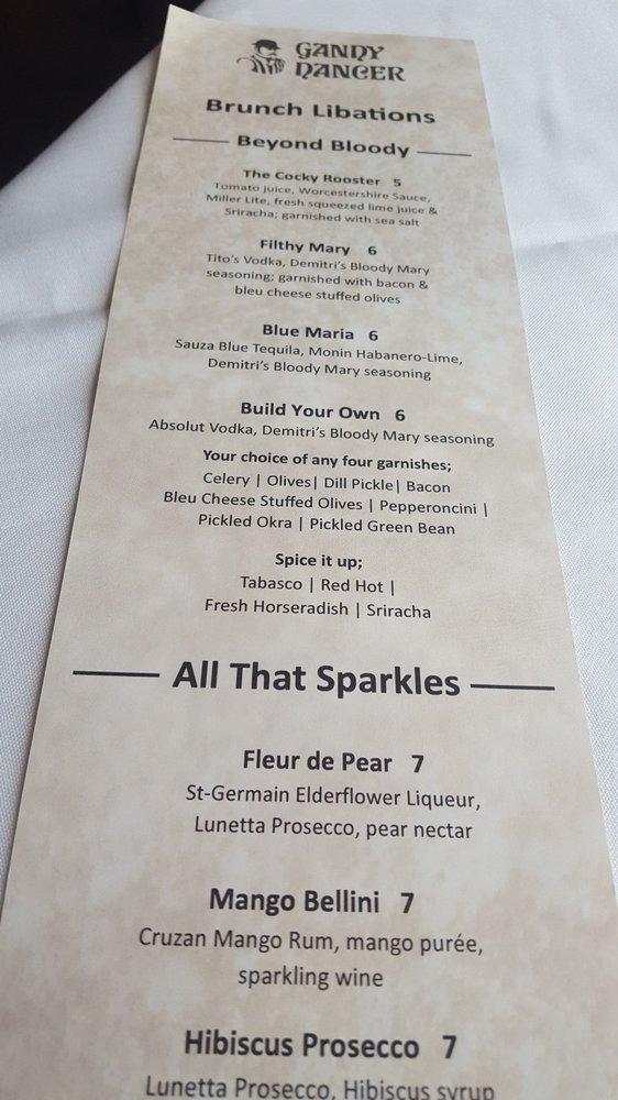 Menu at Gandy Dancer restaurant, Ann Arbor