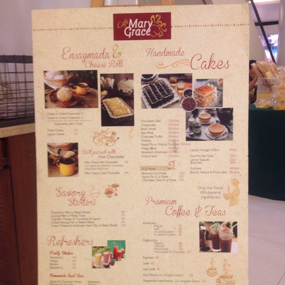 Menu at Mary Grace cafe, Quezon City, Eastwood Mall