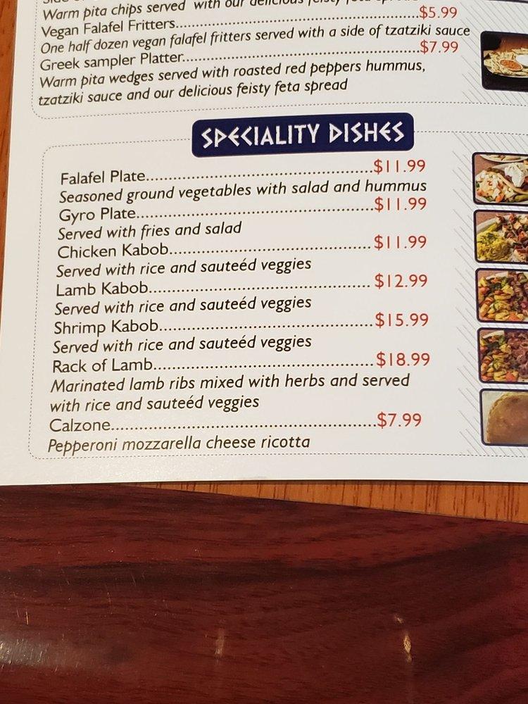 Menu at Greek Gyros restaurant, Georgetown