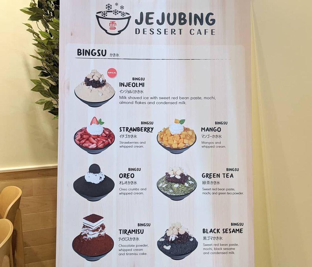Menu at Jejubing Dessert Cafe, Honolulu