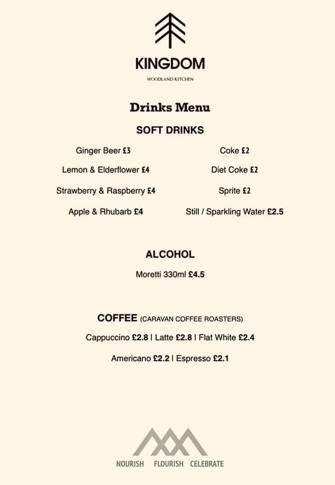 Menu at Kingdom cafe, Penshurst