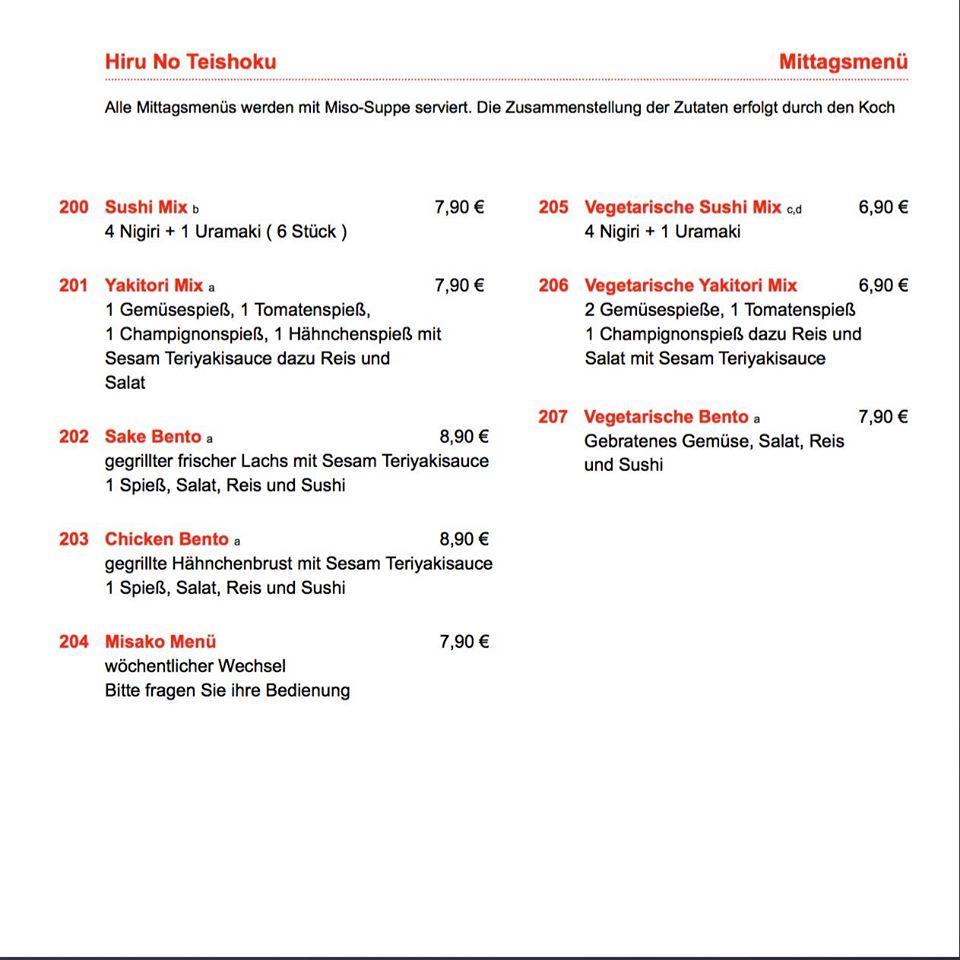 Speisekarte von Misako Sushi restaurant, Forchheim