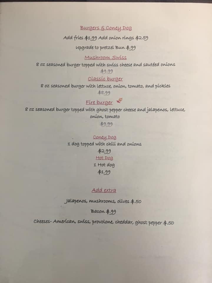 Menu at Country Red Hen restaurant, Peck