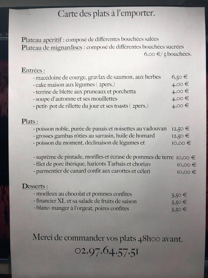 Menu au Le Clos Margaux LORIENT restaurant, Lorient