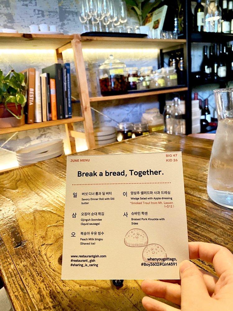Menu at Restaurant Gish, Santa Clara