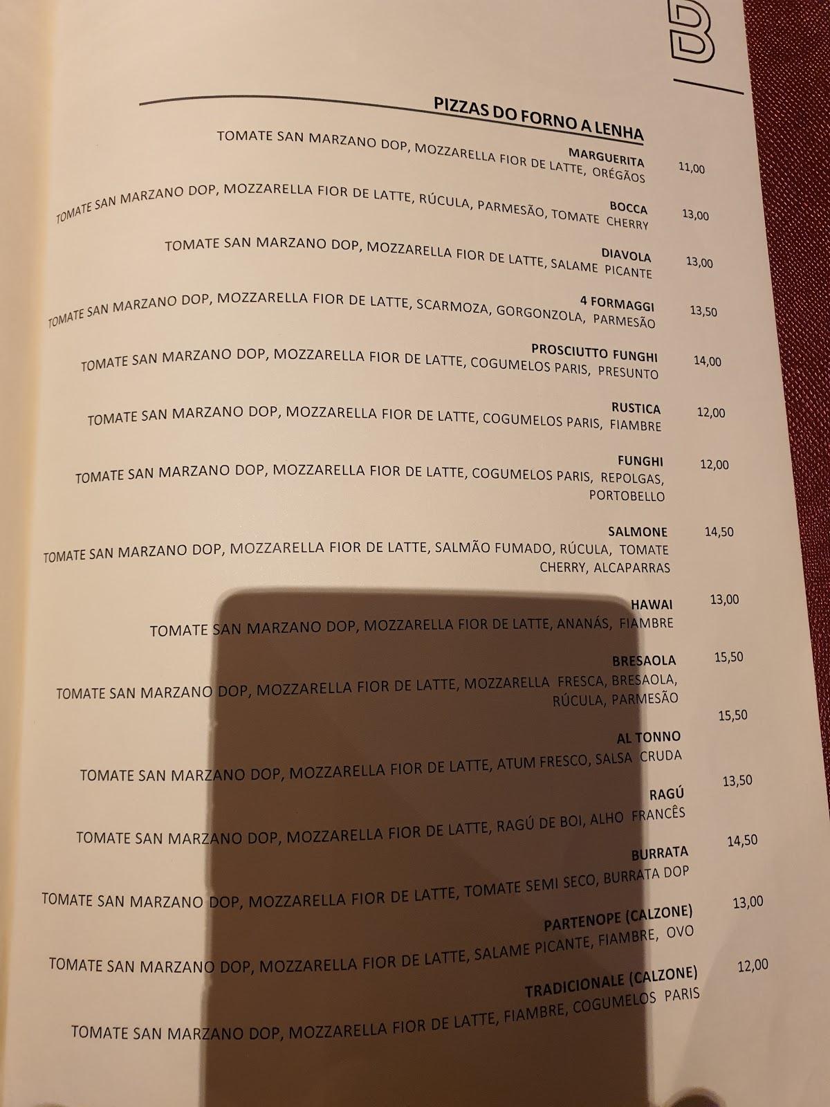 Menu at Restaurante Bocca, Porto