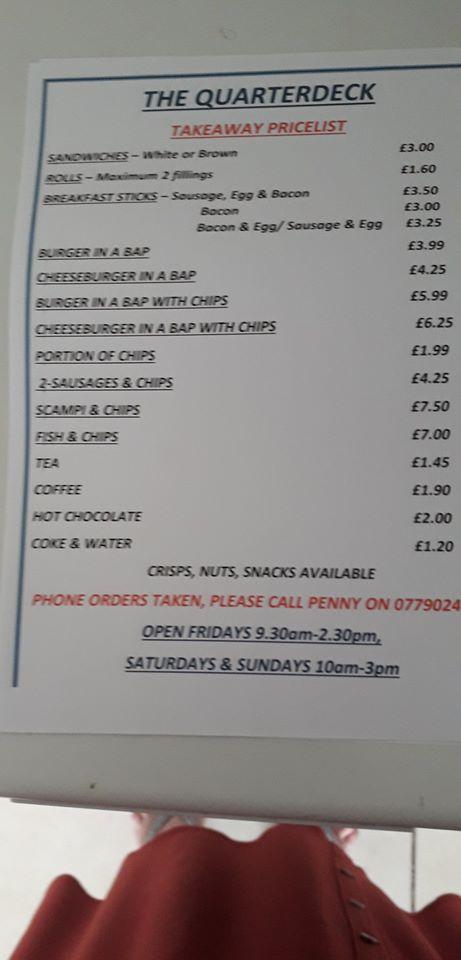 Menu at The Quarterdeck Café Bar, Gillingham