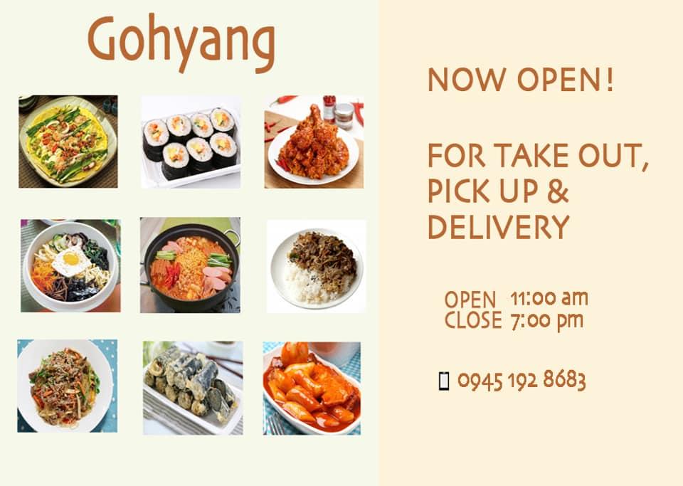 Menu at Gohyang Korean Resto restaurant, Santa Rosa