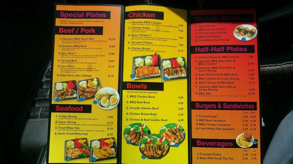 Menu at Kahu Hawaiian Bbq, San Dimas