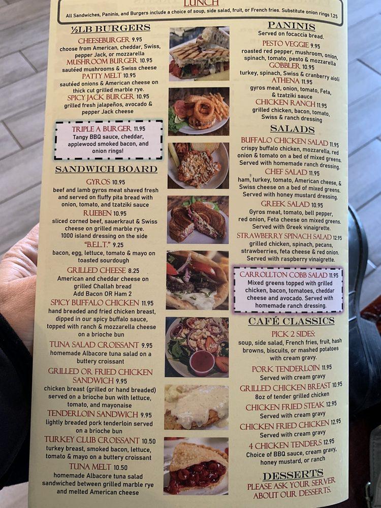 Menu at Triple A Cafe, Carrollton