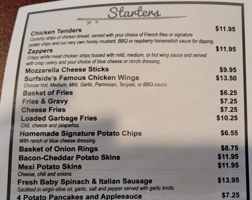 Menu at Brock's Surfside Grill & Pizza pizzeria, Jensen Beach