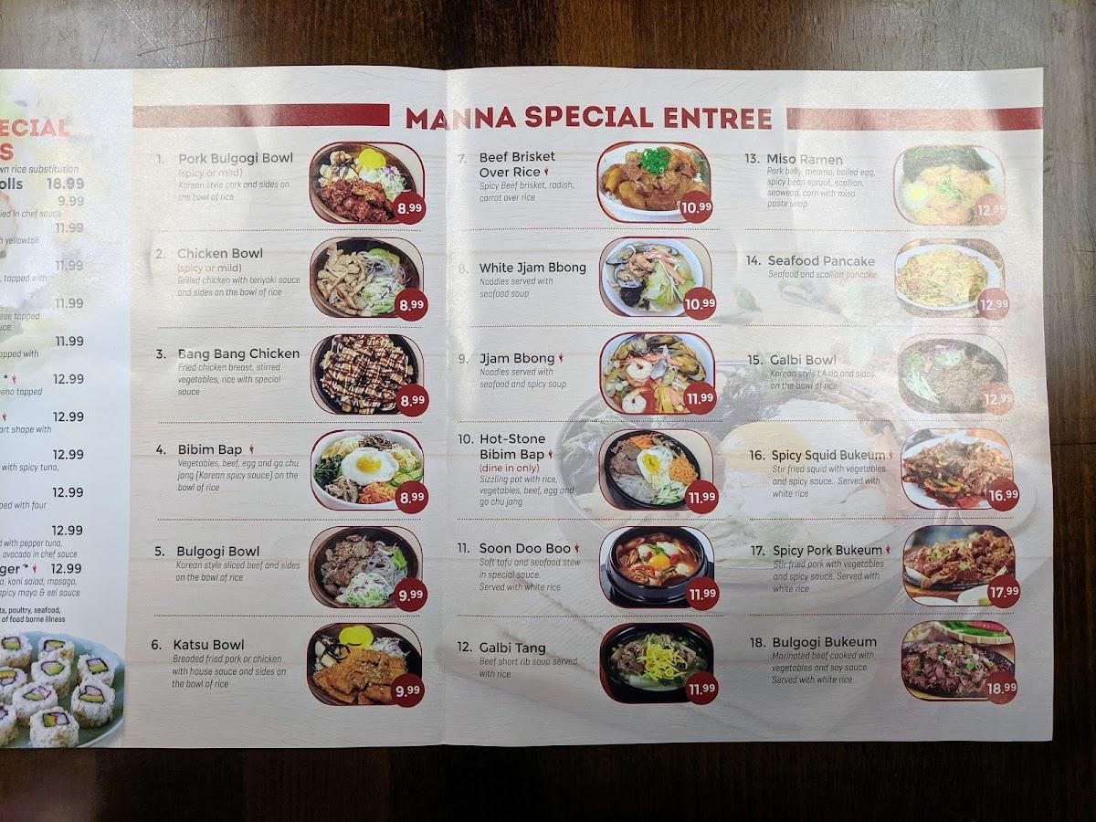 Carta del restaurante Manna Asian Cuisine, Salisbury