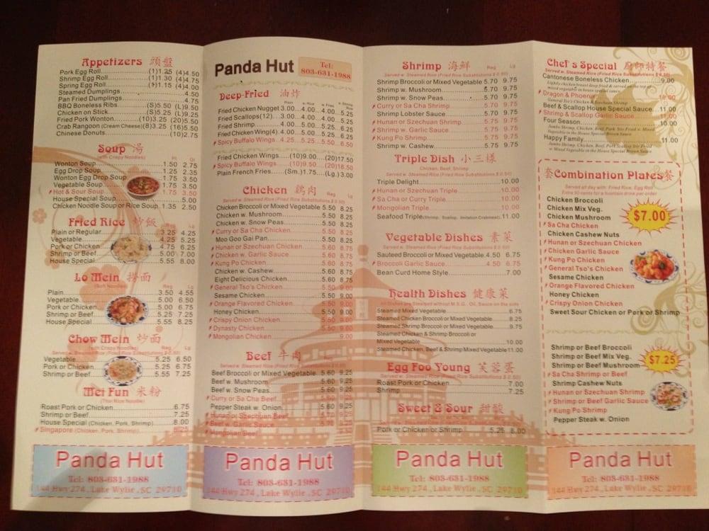 Carta del restaurante Panda Hut, Lake Wylie, 144 SC-274