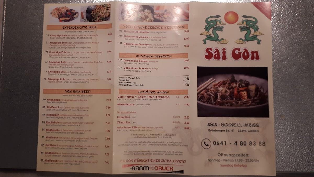 Speisekarte von Sai Gon Schnellimbiss restaurant, Gießen