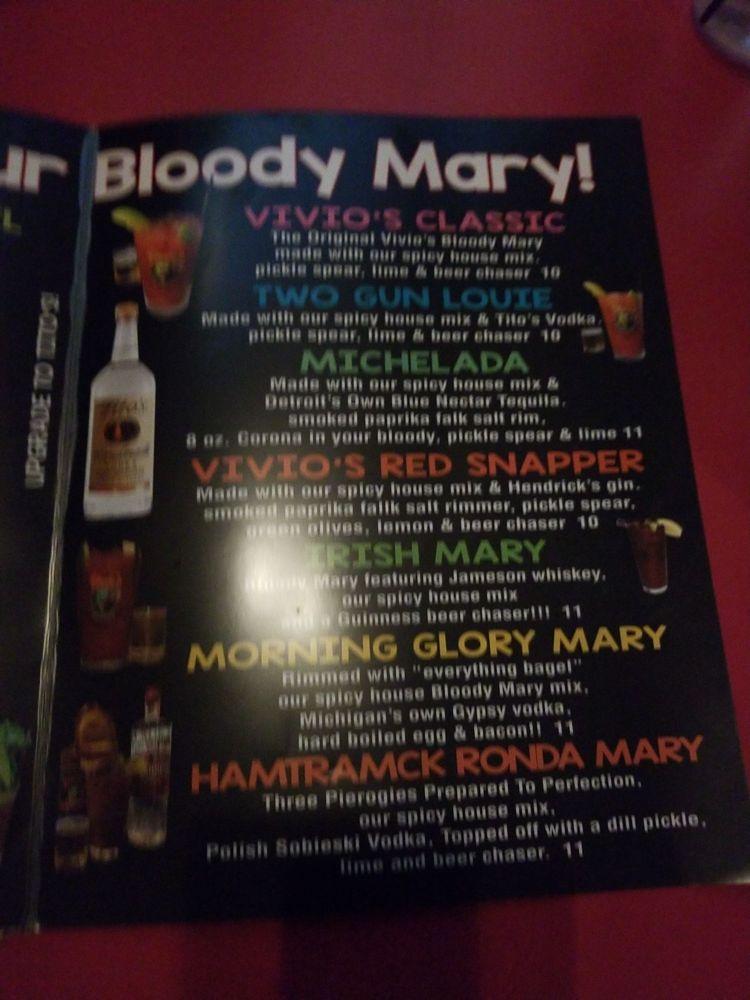 Menu at Vivio's Detroit Eastern Market pub & bar, Detroit
