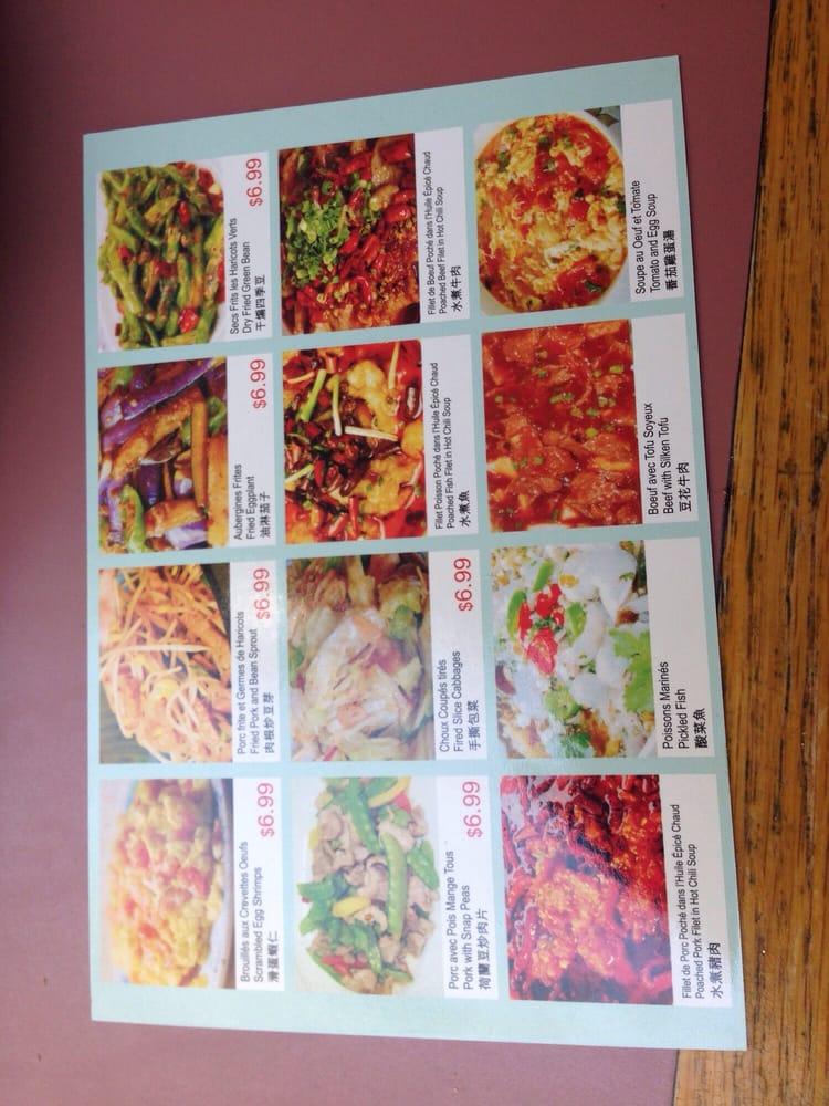 Menu at Chang Lai restaurant, Montreal